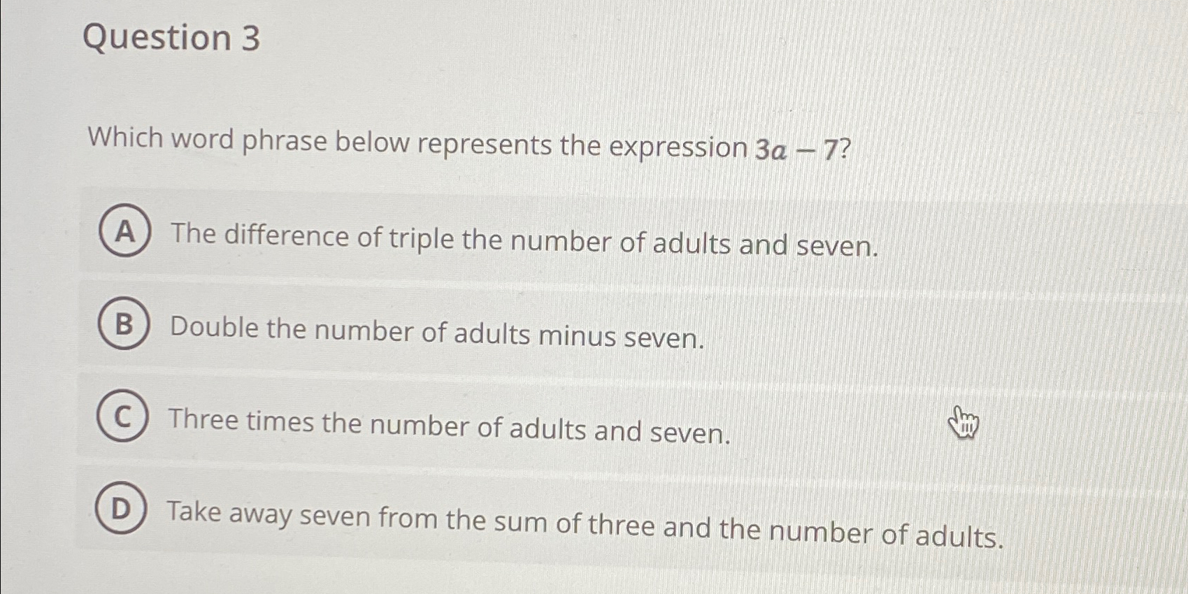 Solved Question 3Which word phrase below represents the | Chegg.com
