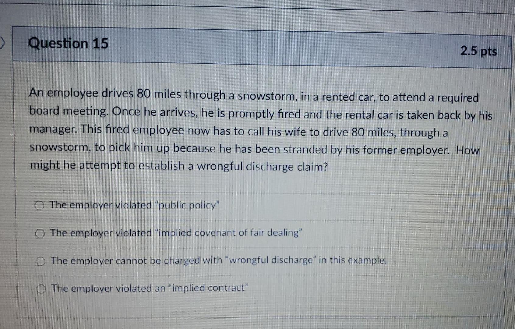 3 Question 15 2.5 pts An employee drives 80 miles | Chegg.com