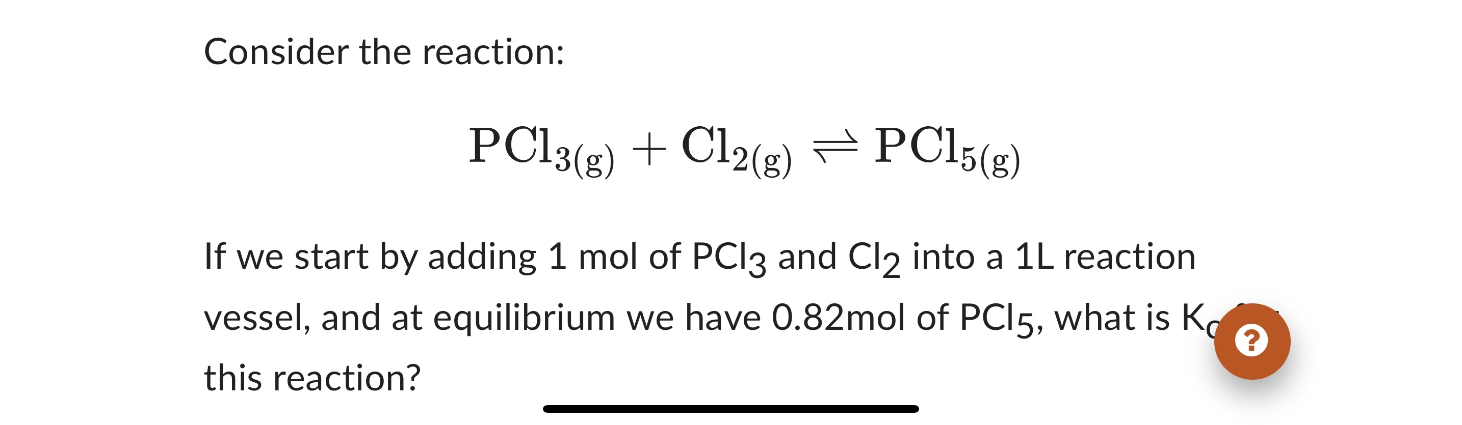 Consider the reaction:PCl3(g)+Cl2(g)⇌PCl5(g)If we | Chegg.com