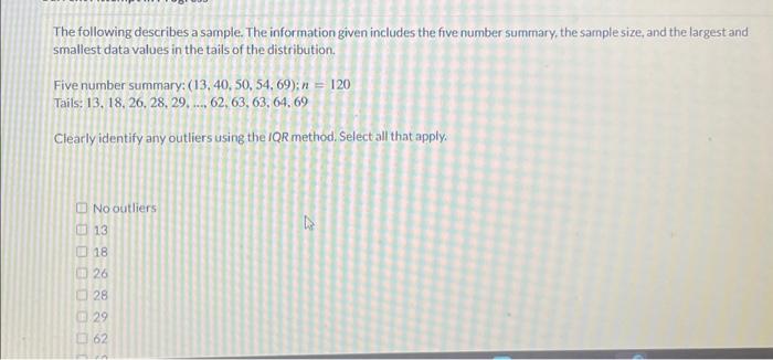 Solved The following describes a sample. The information | Chegg.com