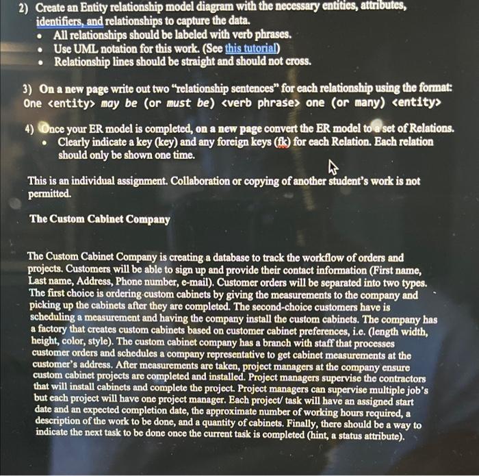 Solved 2) Create an Entity relationship model diagram with | Chegg.com