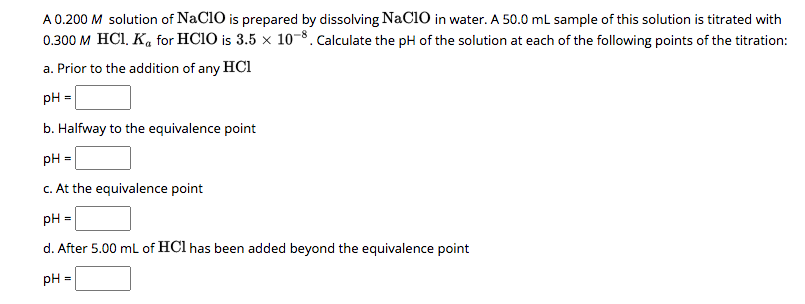 Solved A 0.200M ﻿solution of NaClO is prepared by dissolving | Chegg.com