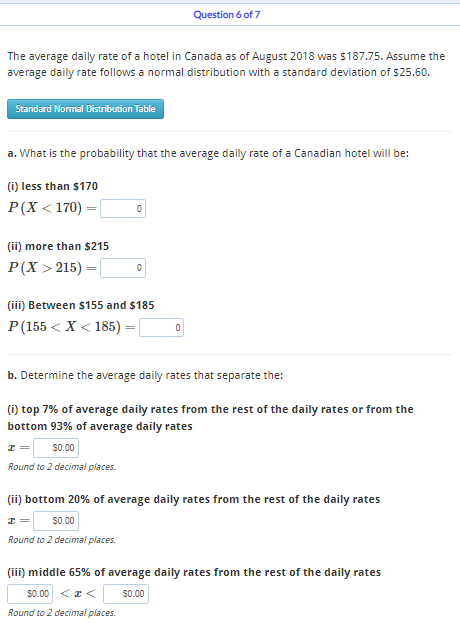Solved The average daily rate of a hotel in Canada as of | Chegg.com