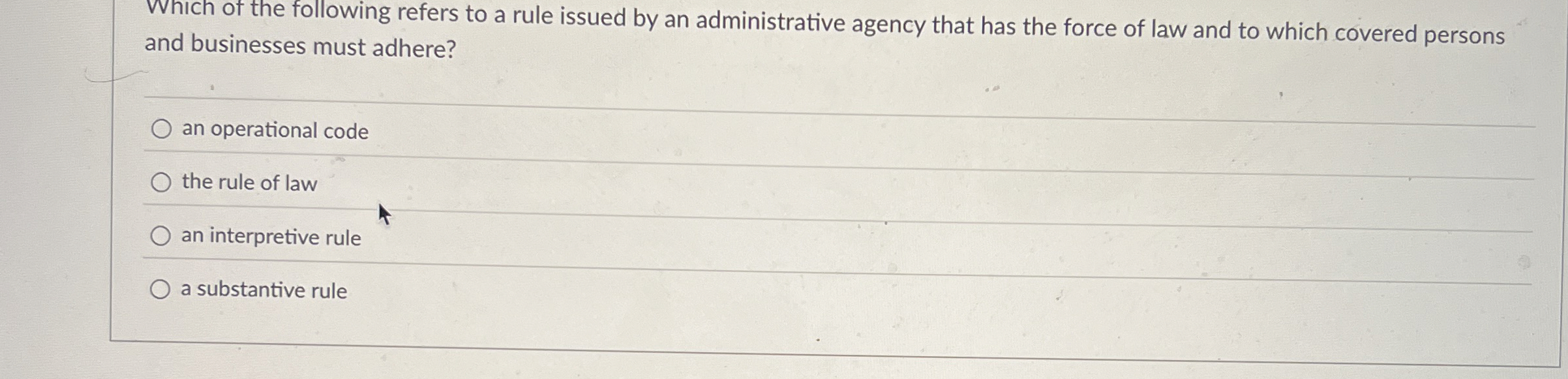 Solved Which of the following refers to a rule issued by an | Chegg.com