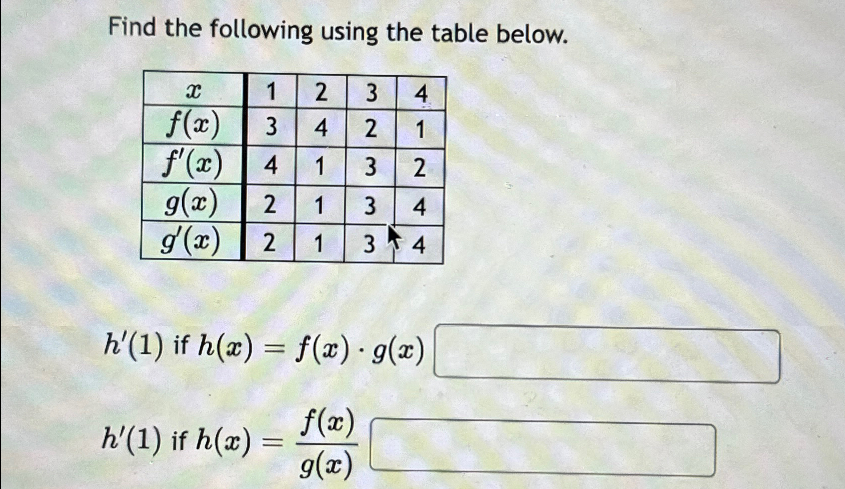 Solved Find the following using the table | Chegg.com