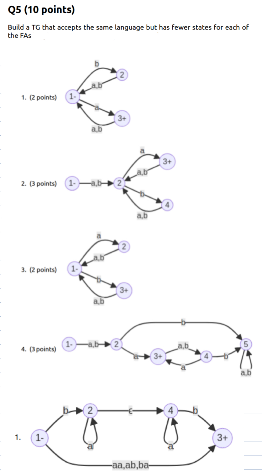 Solved Q5 (10 ﻿points)Build a TG that accepts the same | Chegg.com
