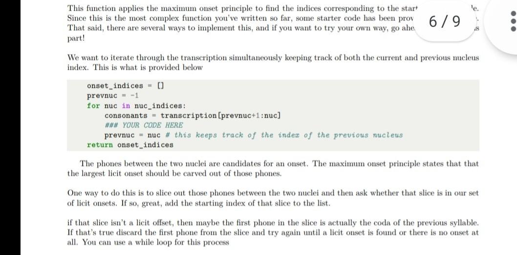 This function applies the maximum onset principle to | Chegg.com