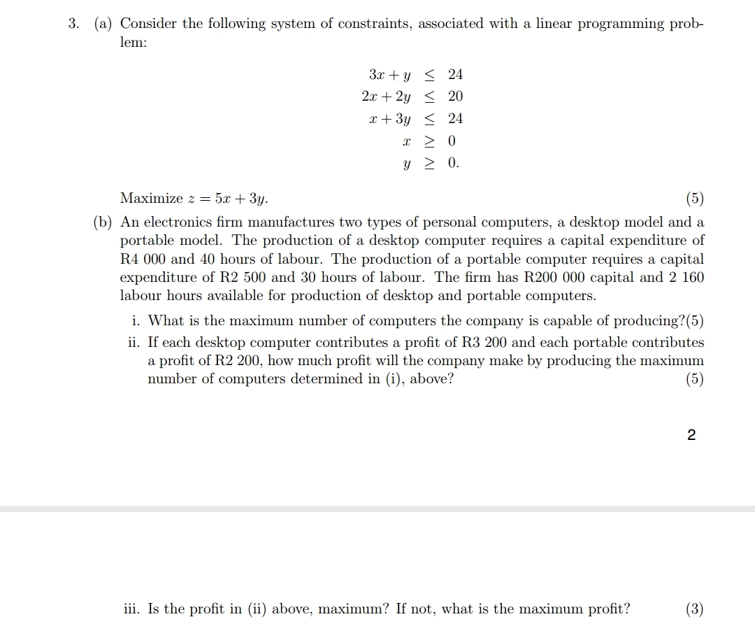 Solved (a) ﻿Consider the following system of constraints, | Chegg.com
