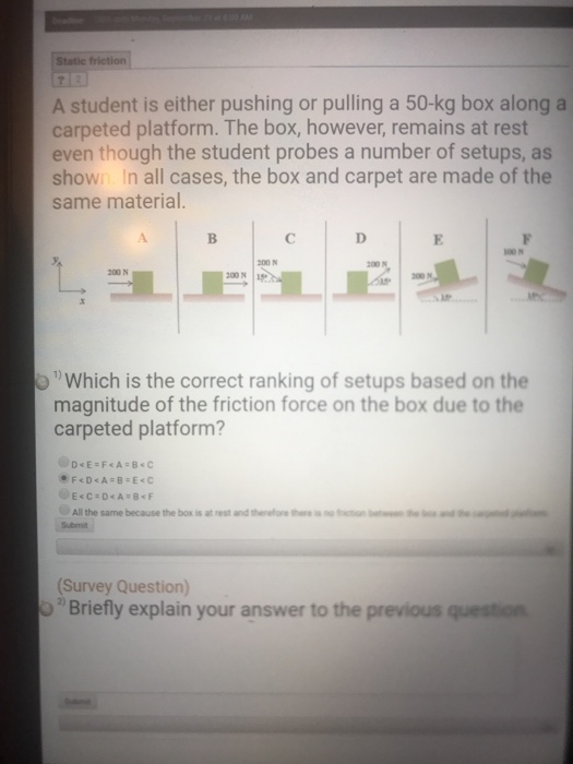 Solved Static friction A student is either pushing or | Chegg.com