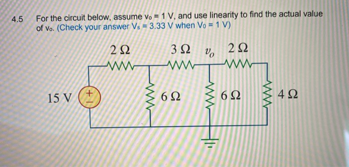 Solved For the circuit below, assume vo = 1 V, and use | Chegg.com