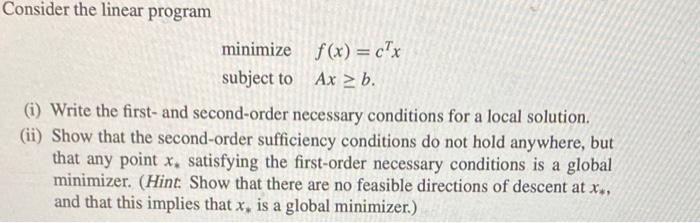 Solved Consider the linear program minimize f(x) = ctx | Chegg.com