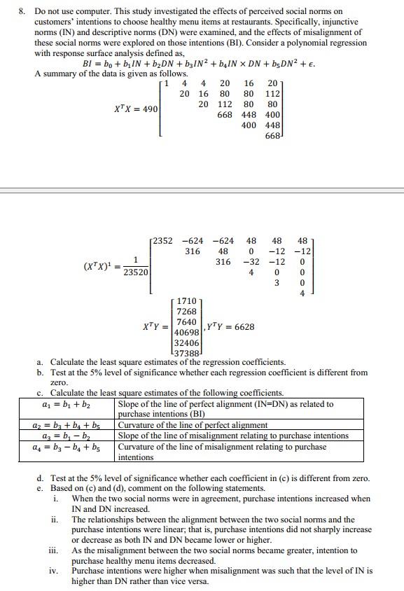 Solved Do not use computer. This study investigated the | Chegg.com