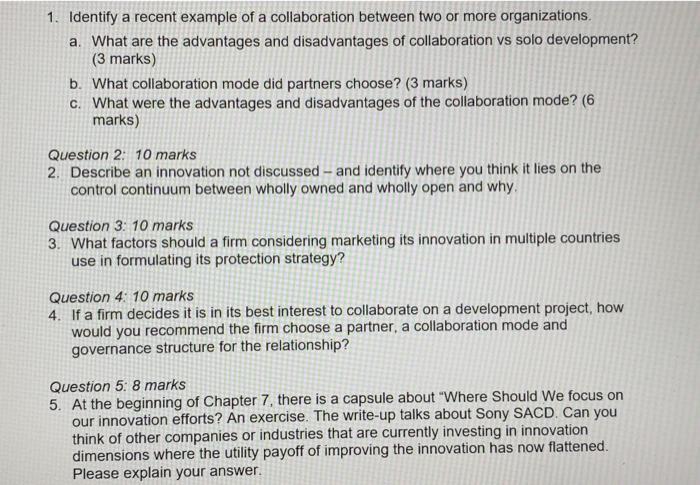 Solved 1. Identify a recent example of a collaboration | Chegg.com