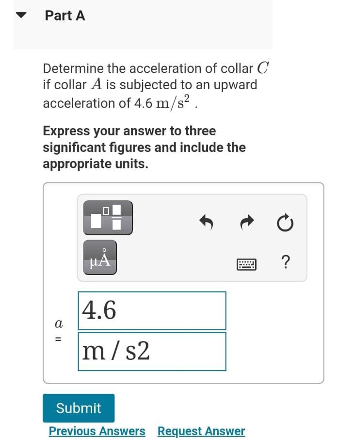 Solved The 2- kg collar C is free to slide along the smooth | Chegg.com