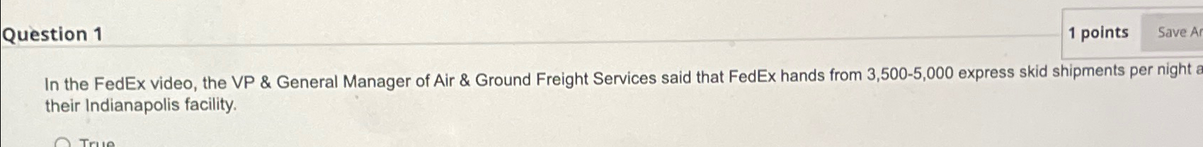 Solved 1 ﻿pointsIn the FedEx video, the VP & General Manager | Chegg.com