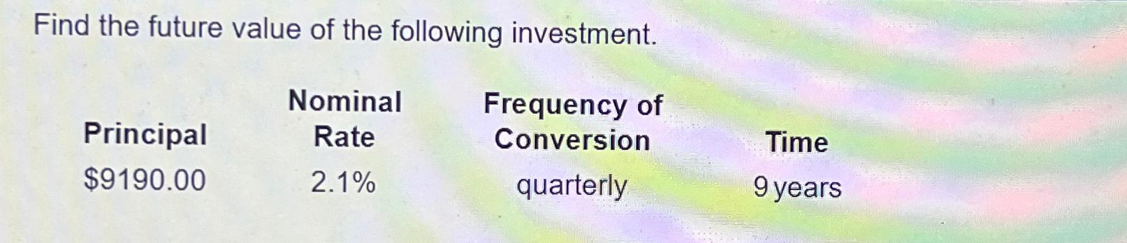 Solved Find the future value of the following | Chegg.com