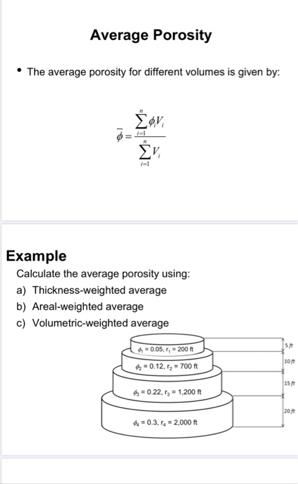 Solved Average Porosity • The average porosity for different | Chegg.com