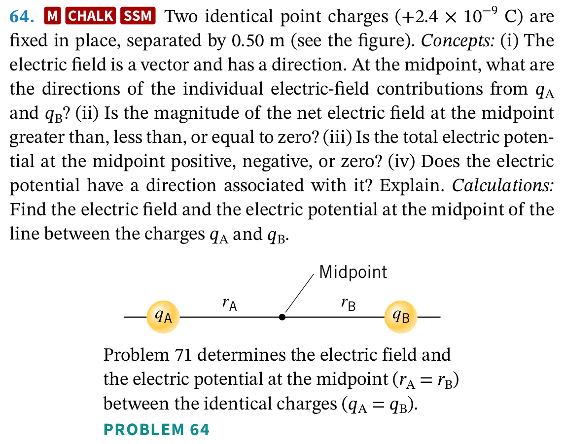 Solved M CHALK SSM Two identical point charges (+2.4×10-9C) | Chegg.com