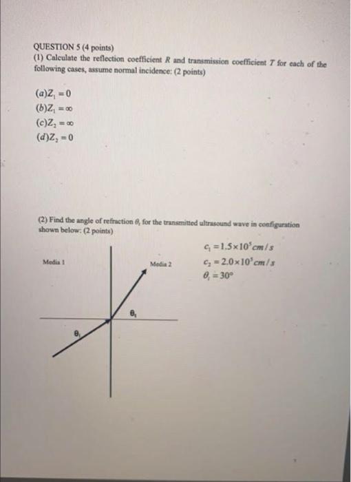 Solved QUESTIONS (4 points) (1) Calculate the reflection | Chegg.com