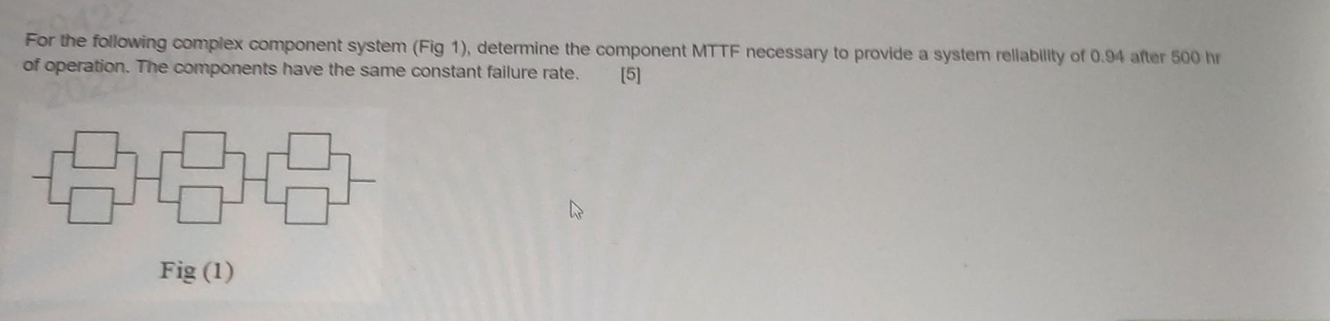 Solved For the following complex component system (Fig 1), | Chegg.com
