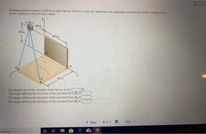 Solved Knowing that the tension is 555 lb in cable AB and | Chegg.com