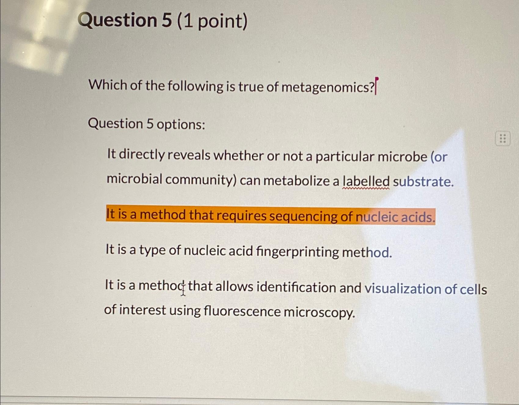 Solved Question 5 (1 ﻿point)Which of the following is true | Chegg.com
