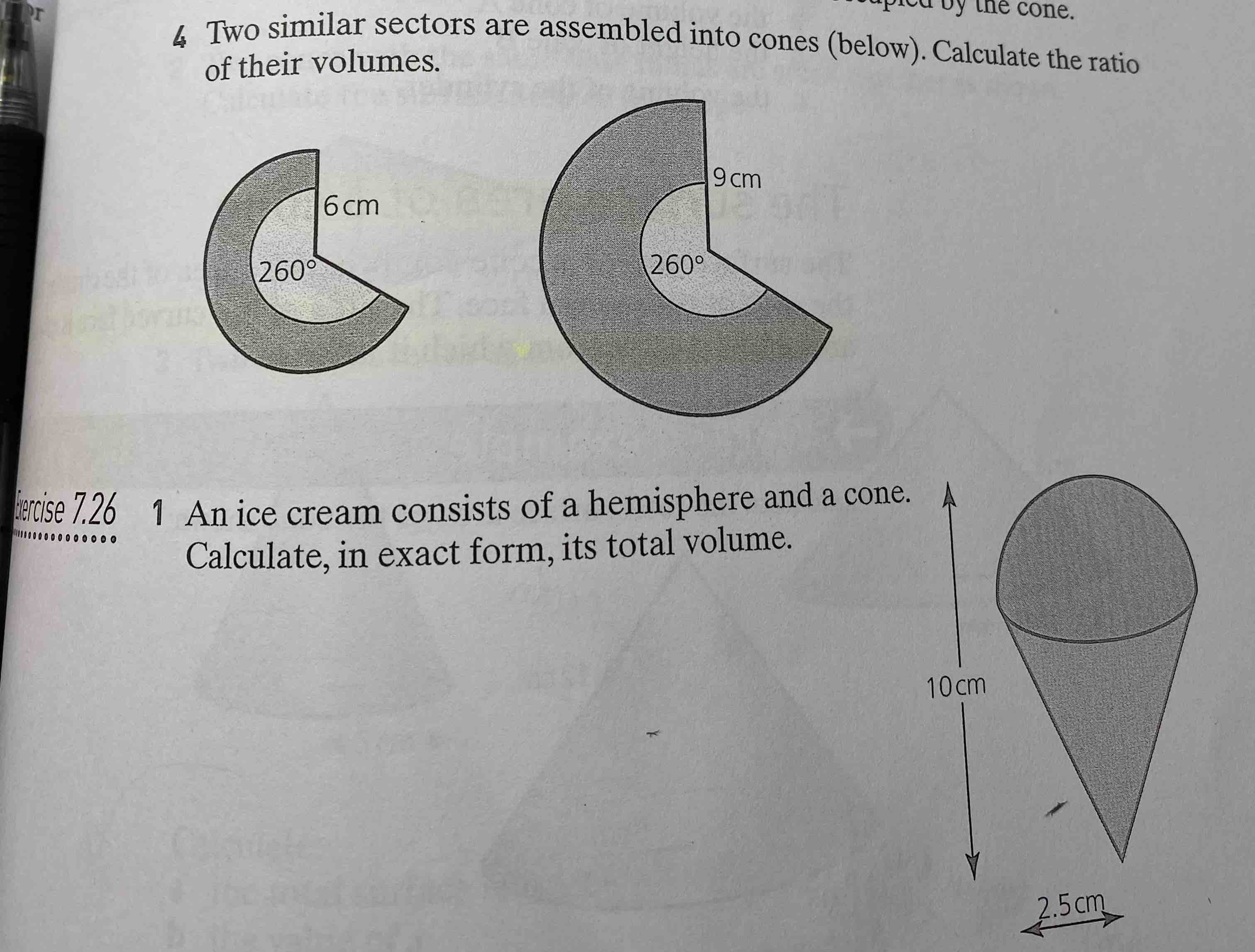 Solved 4 ﻿Two similar sectors are assembled into cones | Chegg.com
