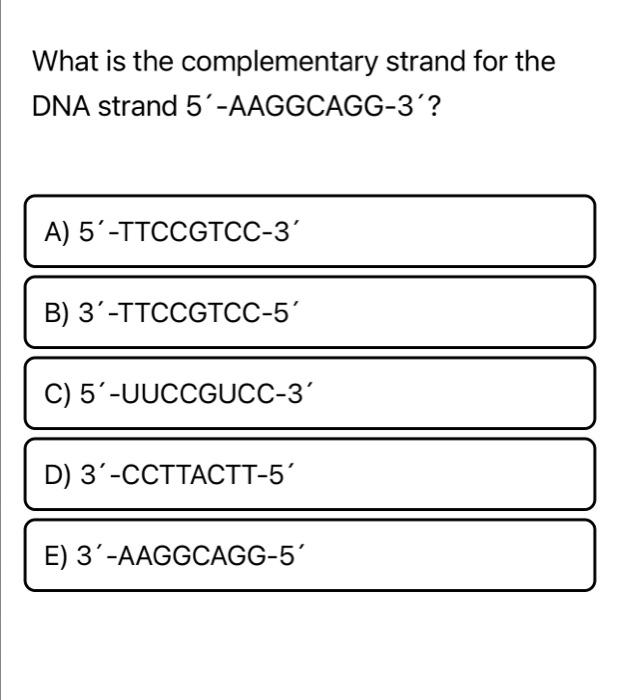 Solved What is the complementary strand for the DNA strand | Chegg.com