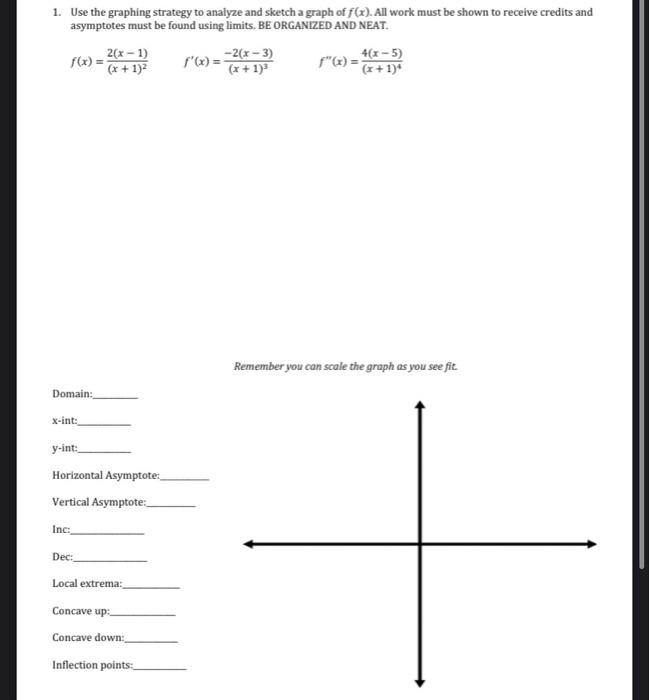 Solved 1. Use the graphing strategy to analyze and sketch a | Chegg.com