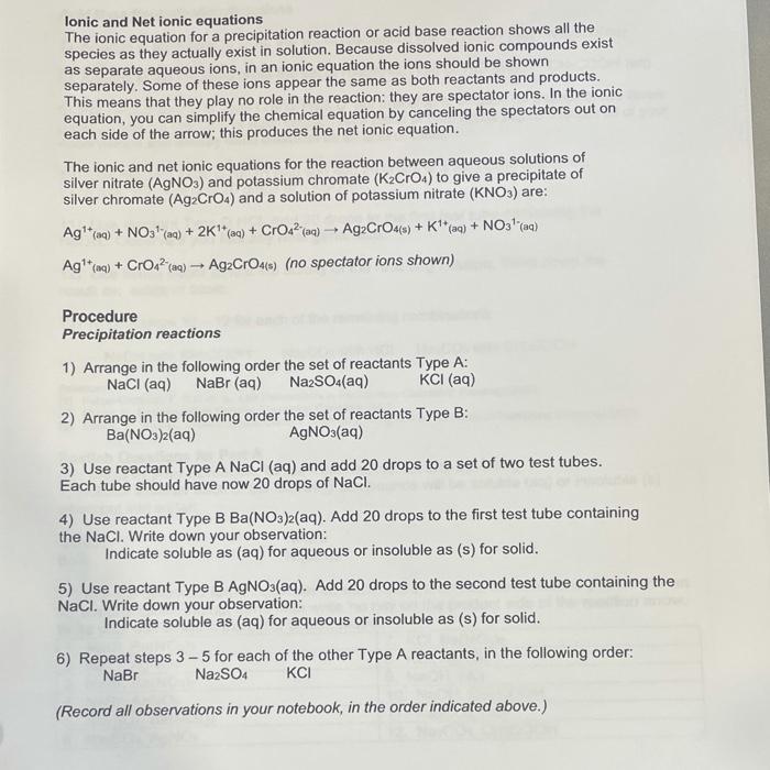 Solved Experiment 5: Chemical Reactions Part A: | Chegg.com