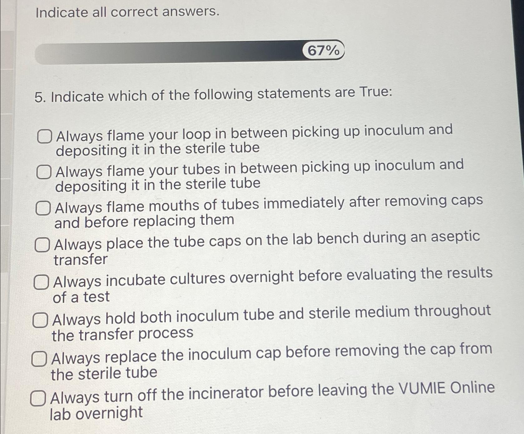 Solved Indicate all correct answers.67%5. ﻿Indicate which of | Chegg.com