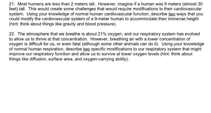 Solved 21. Most humans are less than 2 meters tall. However, | Chegg.com