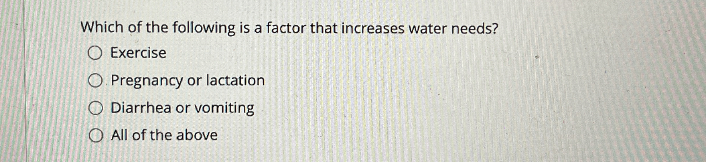 Solved Which of the following is a factor that increases | Chegg.com