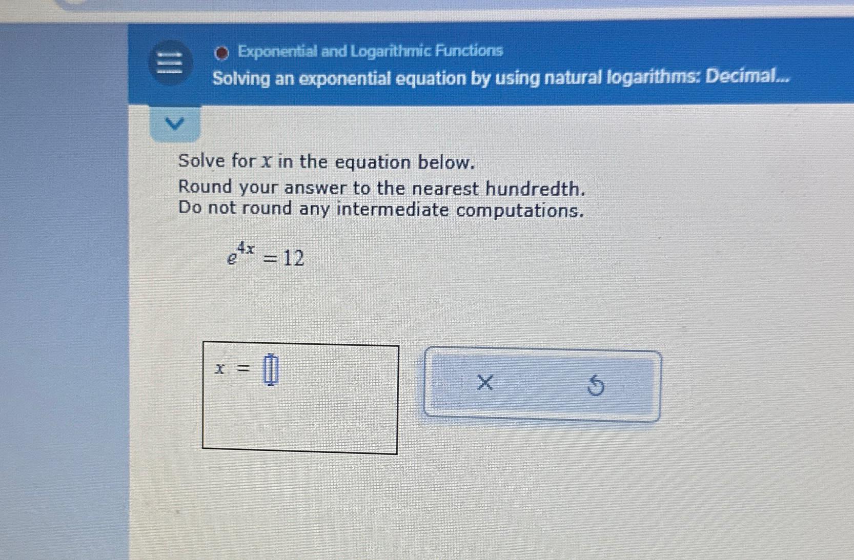 Solved Exponential and Logarithmic FunctionsSolving an | Chegg.com
