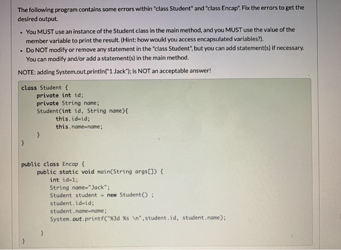 Solved The following program contains some errors within | Chegg.com