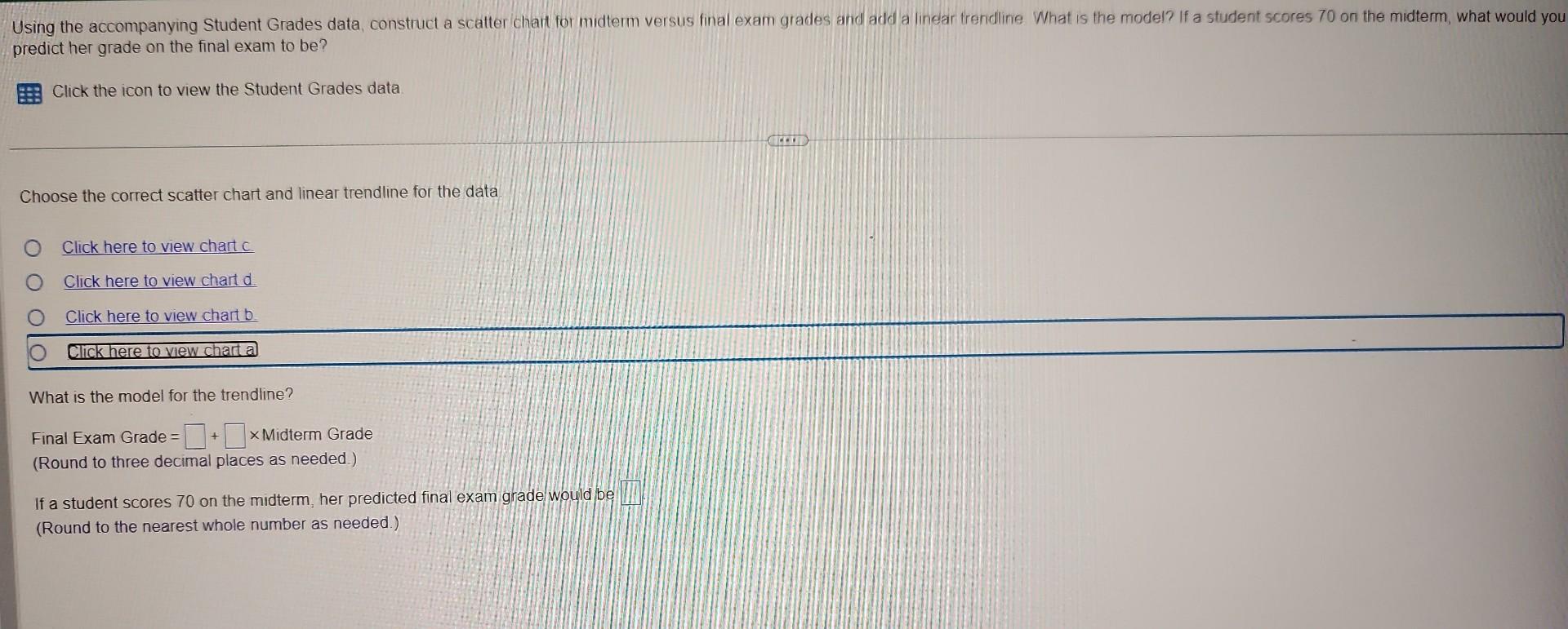 Solved Using the accompanying Student Grades data, construct | Chegg.com