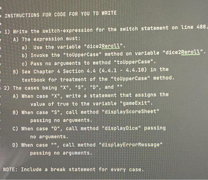 Solved INSTRUCTIONS FOR CODE FOR YOU TO WRITE 1) Write the | Chegg.com