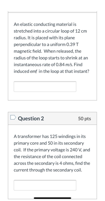 Solved An elastic conducting material is stretched into a | Chegg.com