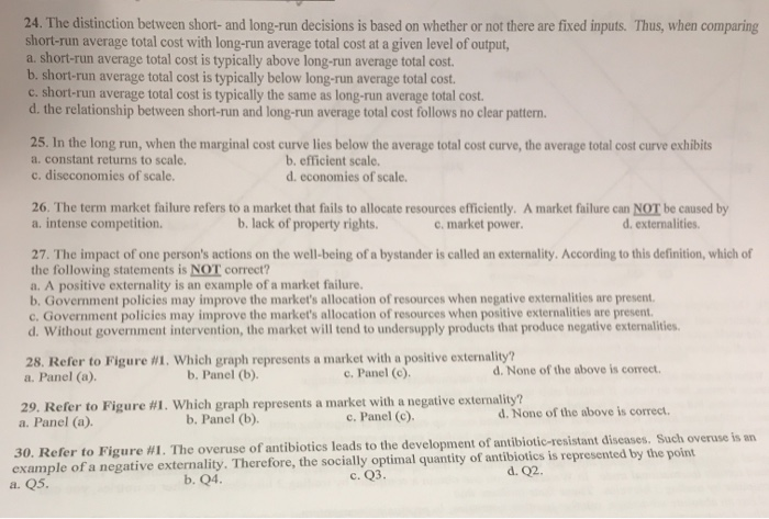 Solved 24. The distinction between short- and long-run | Chegg.com
