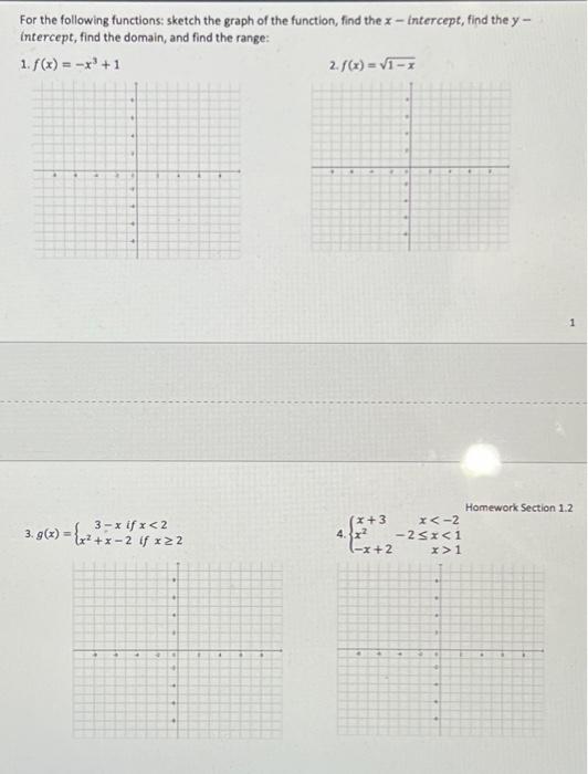 Solved For the following functions: sketch the graph of the | Chegg.com