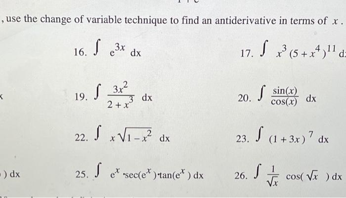 Solved , use the change of variable technique to find an | Chegg.com