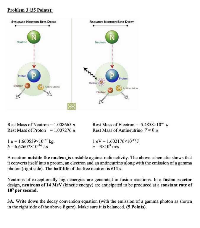 Solved by an EXPERT 3A. ﻿Write down the decay conversion equation (with ...