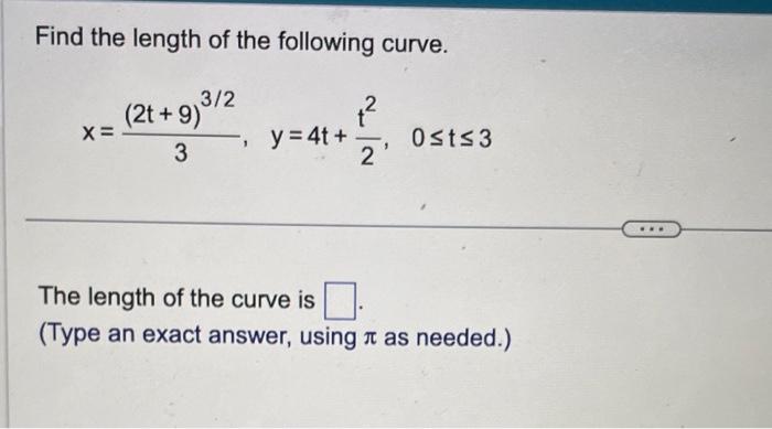 Solved Find the length of the following curve. | Chegg.com