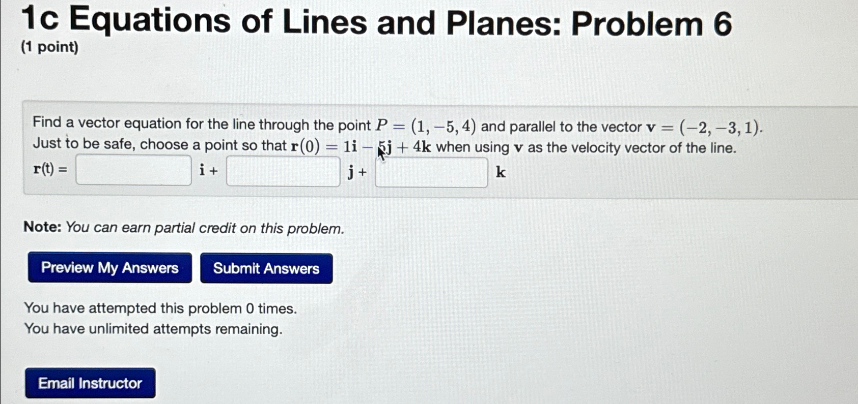 Solved 1c Equations of Lines and Planes: Problem 6(1 | Chegg.com