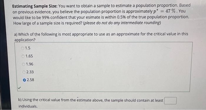 Solved Estimating Sample Size: You want to obtain a sample | Chegg.com