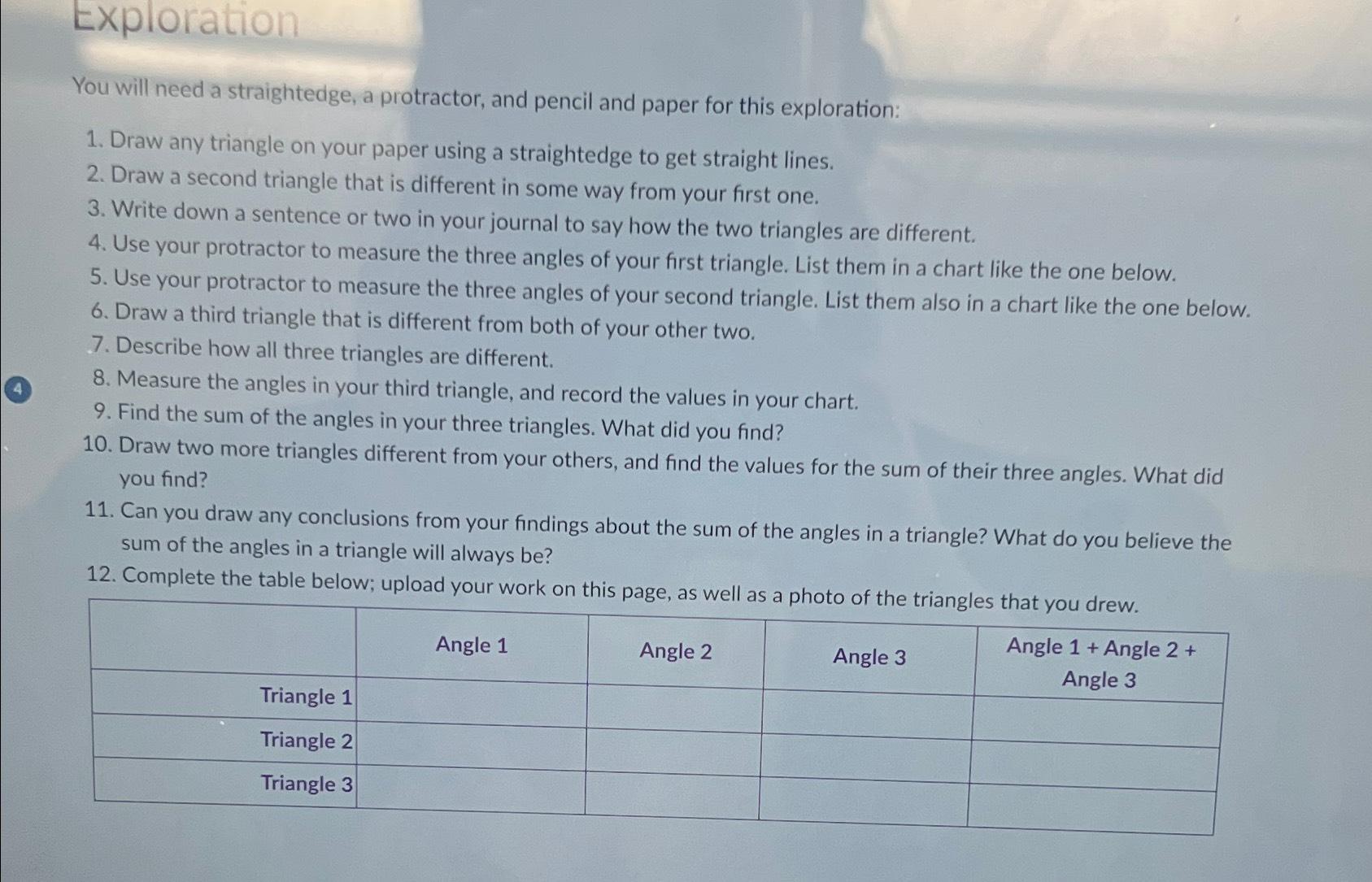 Solved ExplorationYou will need a straightedge, a | Chegg.com