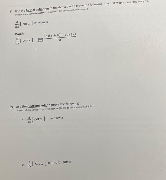 Solved 1) Use the formal definition of the derivative to | Chegg.com