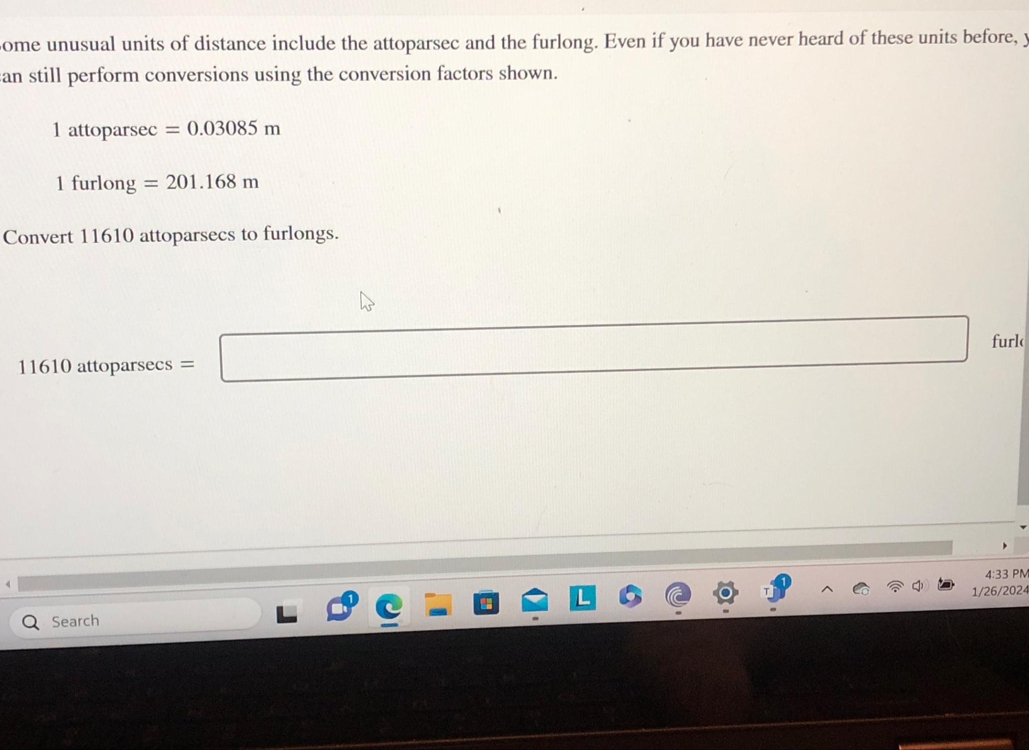 Solved ome unusual units of distance include the attoparsec | Chegg.com