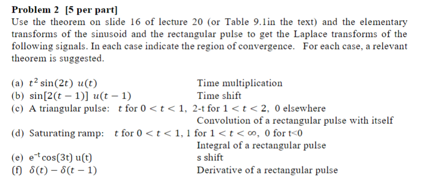 Solved Problem 2 [5 ﻿per part]Use the theorem on slide 16 | Chegg.com