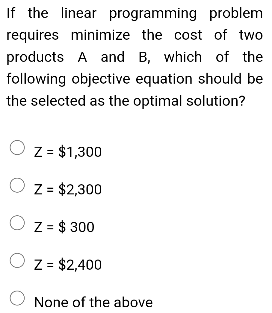 Solved If the linear programming problem requires minimize | Chegg.com